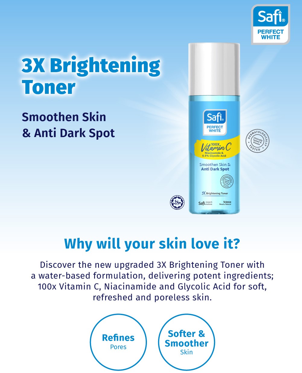 SAFI Perfect White 3X Brightening Toner 100ml | 100X Vitamin C ...