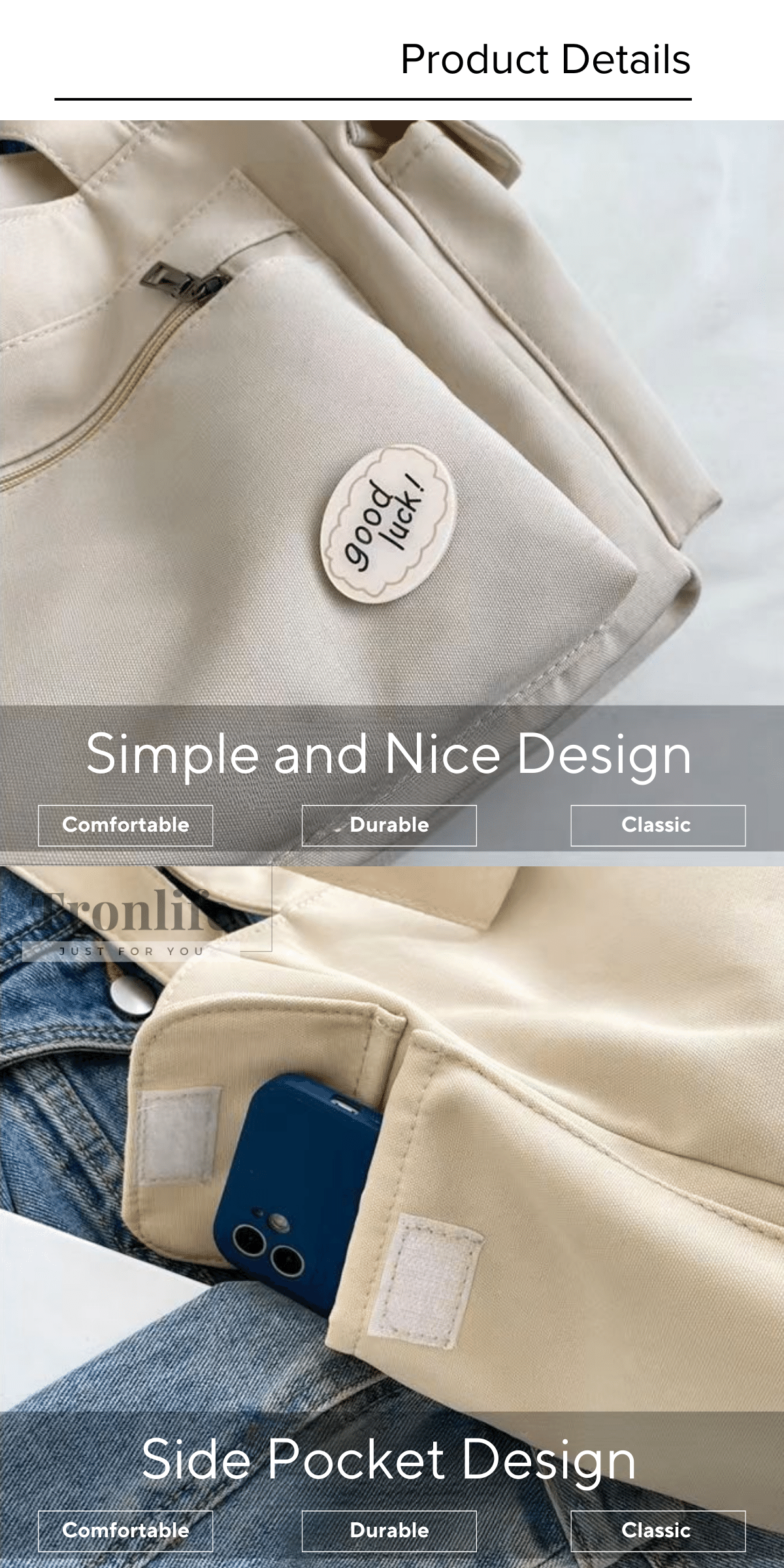 【Ready Stock】Canvas Tote Bag Large Capacity Student College University ...