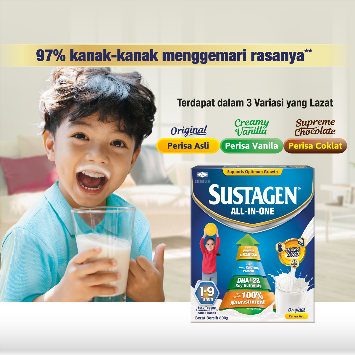 Sustagen All-In-One - Chocolate Susu Milk Formula Powder (1.2kg ...