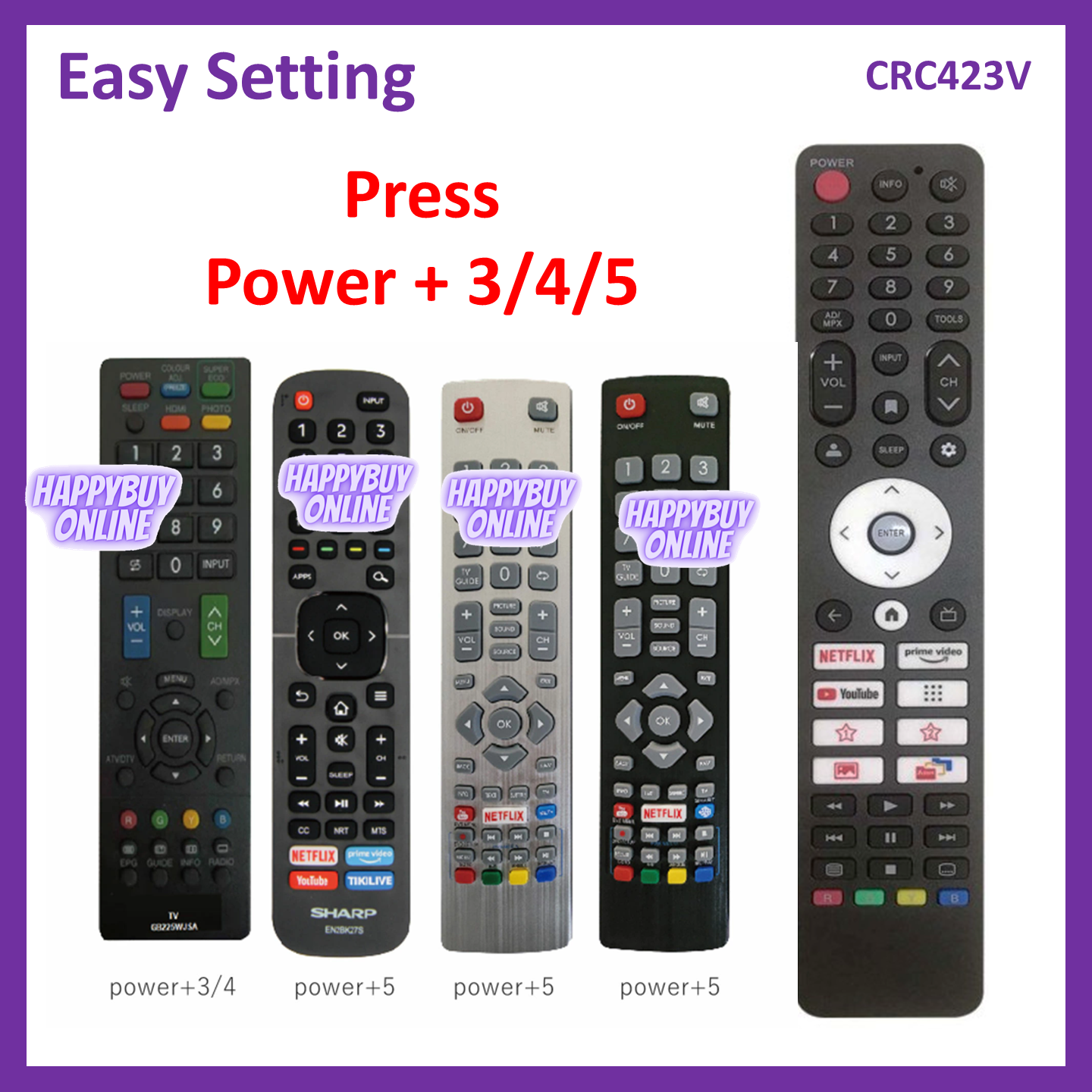 Suitable for Sharp Android Smart TV Remote Control CRC 423V Youtube ...
