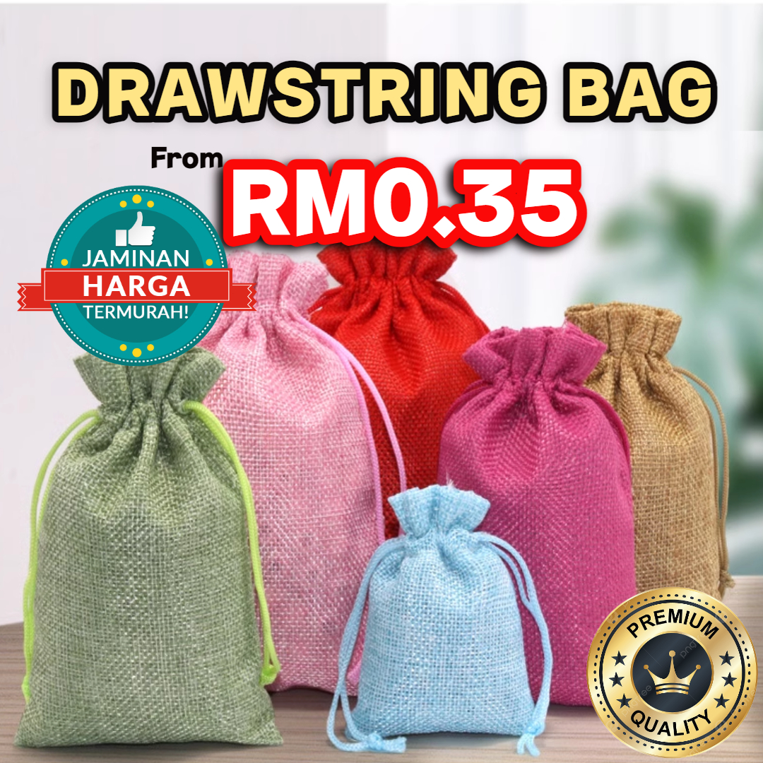 Murah Cute Drawstring Bag Pouch Bag Jute Bag Jewellery Bag Gift Bag ...