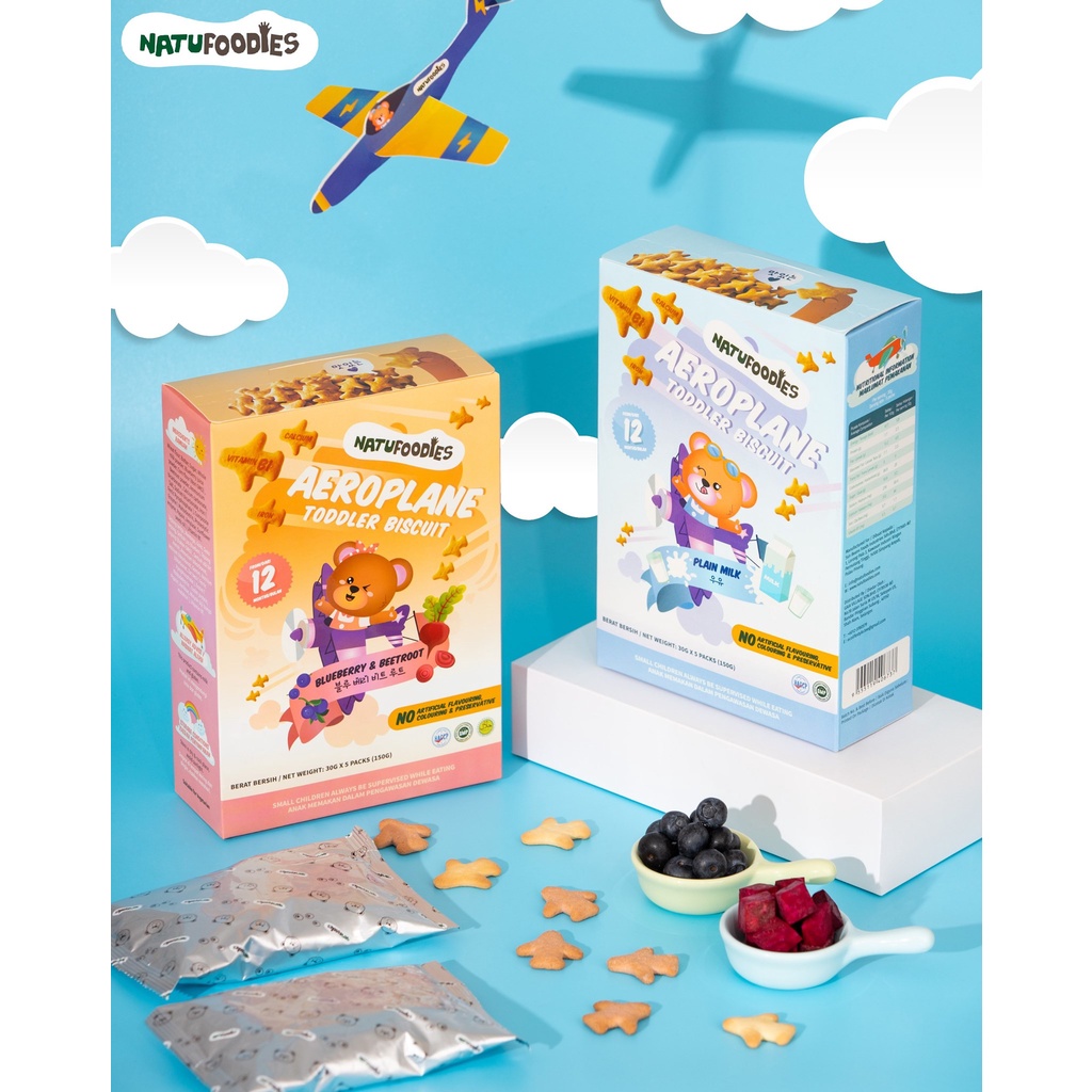 Natufoodies Aeroplane Toddler Biscuit Fruit Stick Halal For 12+months ...