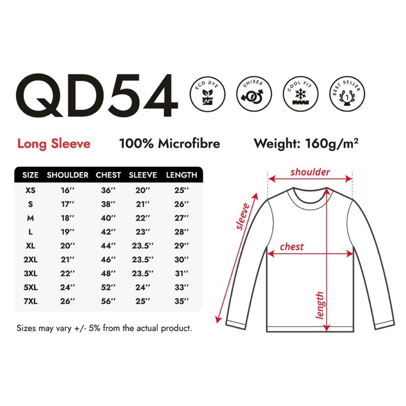 Oren Sport QD54 Long Sleeve Microfiber T-shirt Lengan Panjang Baju ...