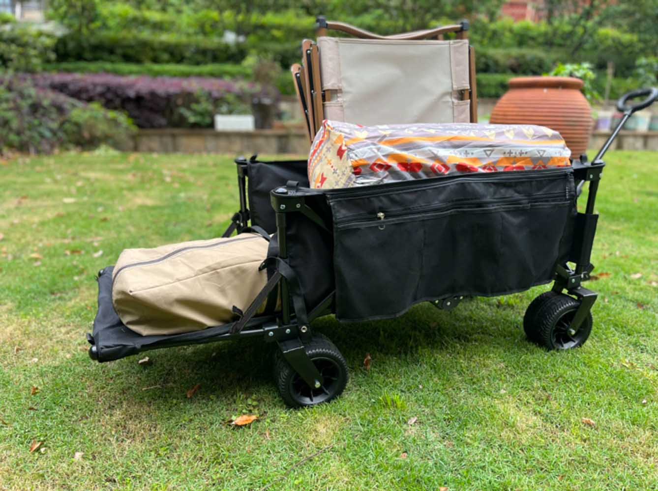 Foldable Camping Wagon Big Wheel Outdoor Trolley Shopping Cart Trolly ...