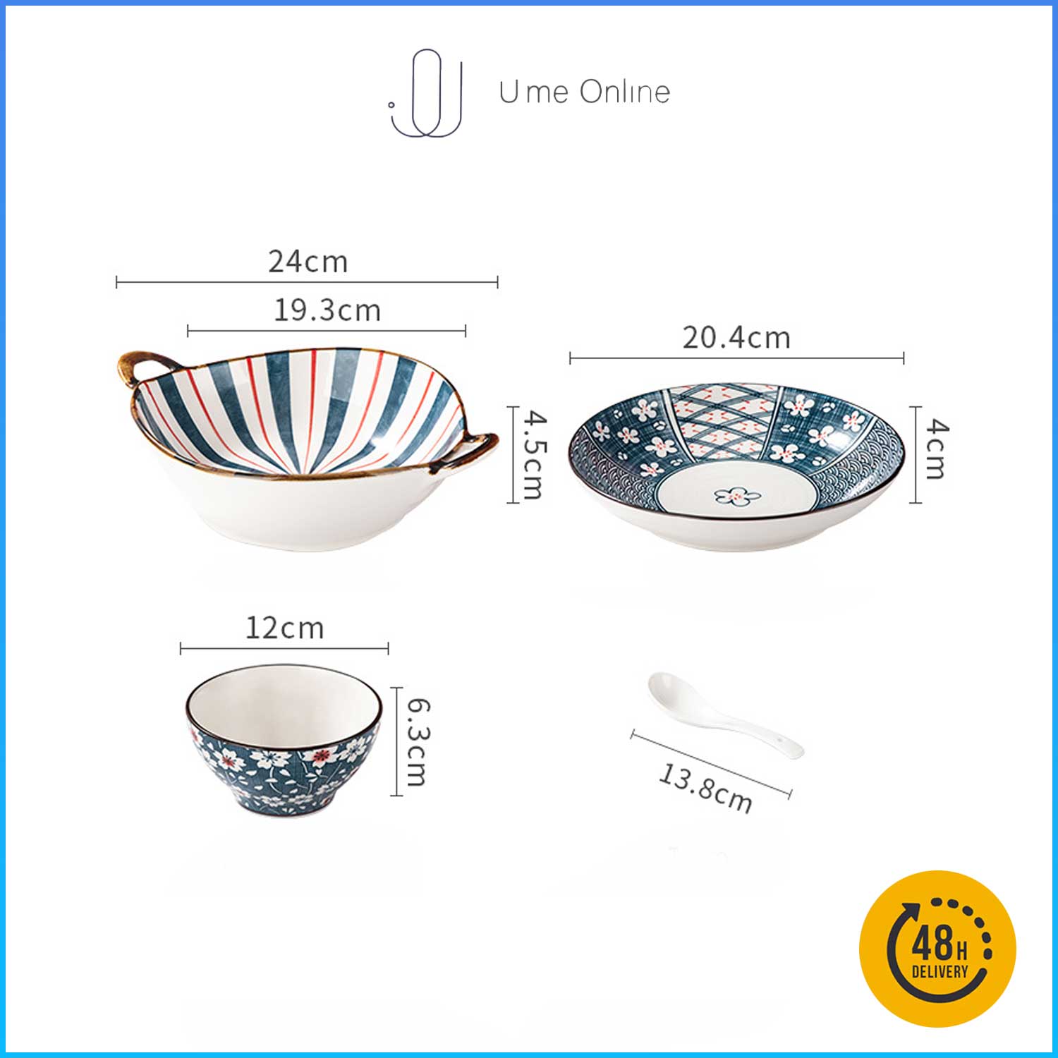U.me Japanese Wafu Style Ceramic Bowl Plate Dish Set Gift Boxed Bowl ...