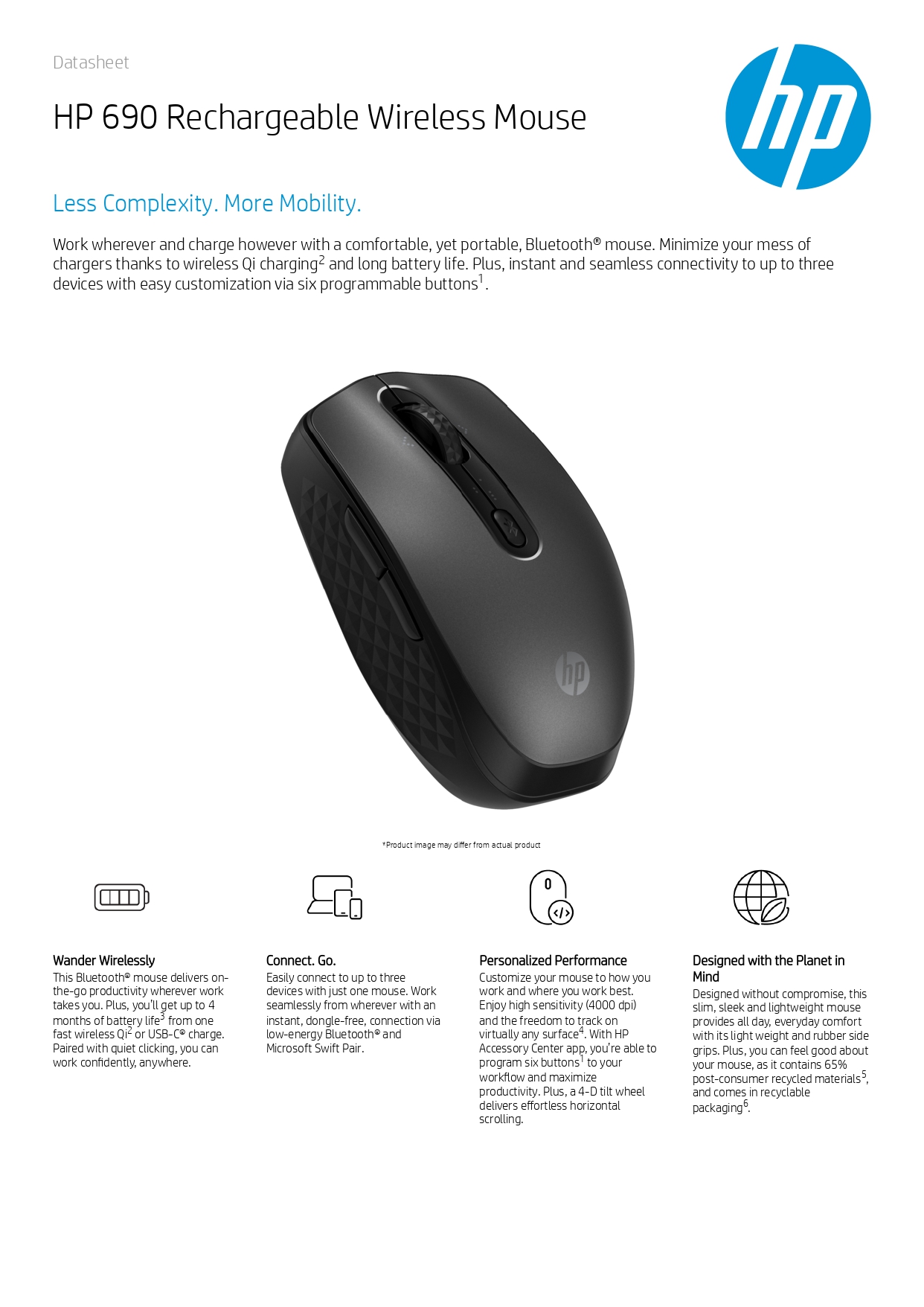 HP 690 Rechargeable Wireless Mouse (7M1D4AA) | Shopee Malaysia