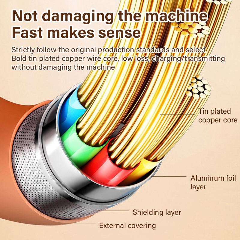 100W 3 in 1 Super Charge Cable Quick Charge Micro USB For 6A Charger ...