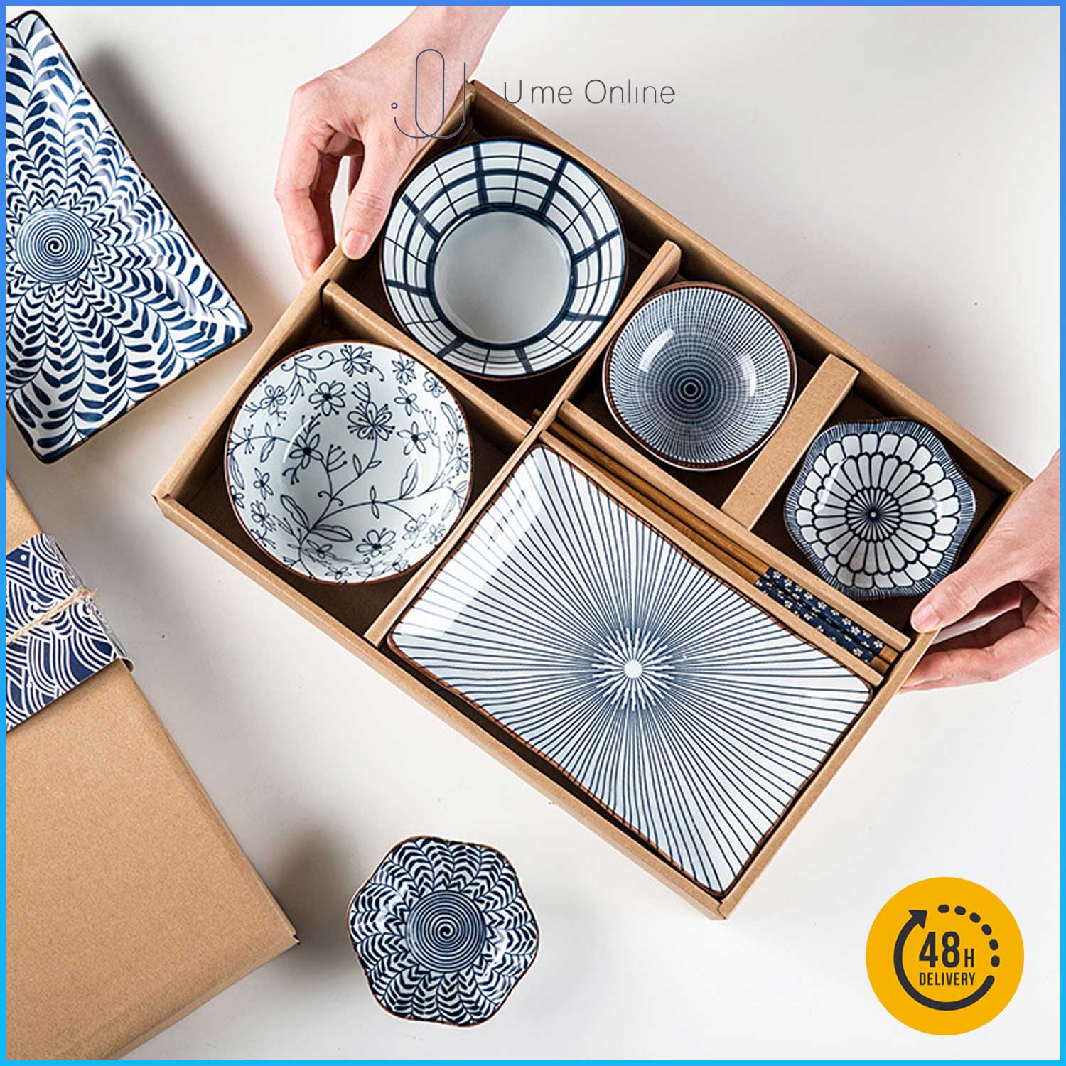 U.me Japanese Style Porcelain Bowl Tableware Gift Box Household Bowl ...