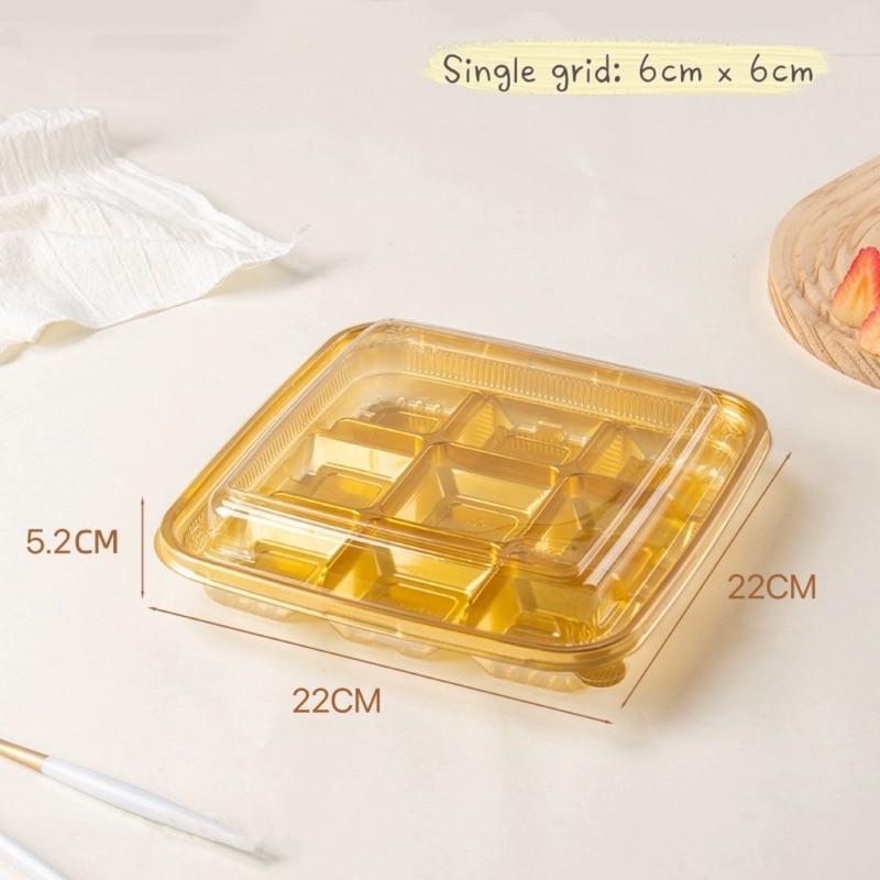 Gold/ black 9 grids food packing box Sushi box Fruit box Snack box ...