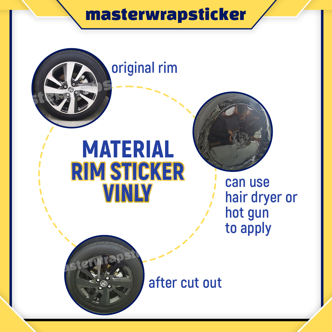 NEW STICKER RIM KERETA WATER PROOF VINYL FILM STIKER(14-19INCH RIM SIZE ...