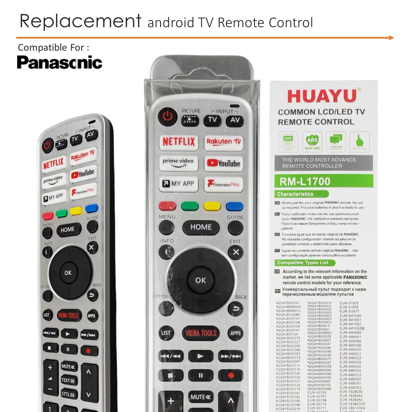 HUAYU Replacement For Panasonic Android TV Remote Control [L1700 ...