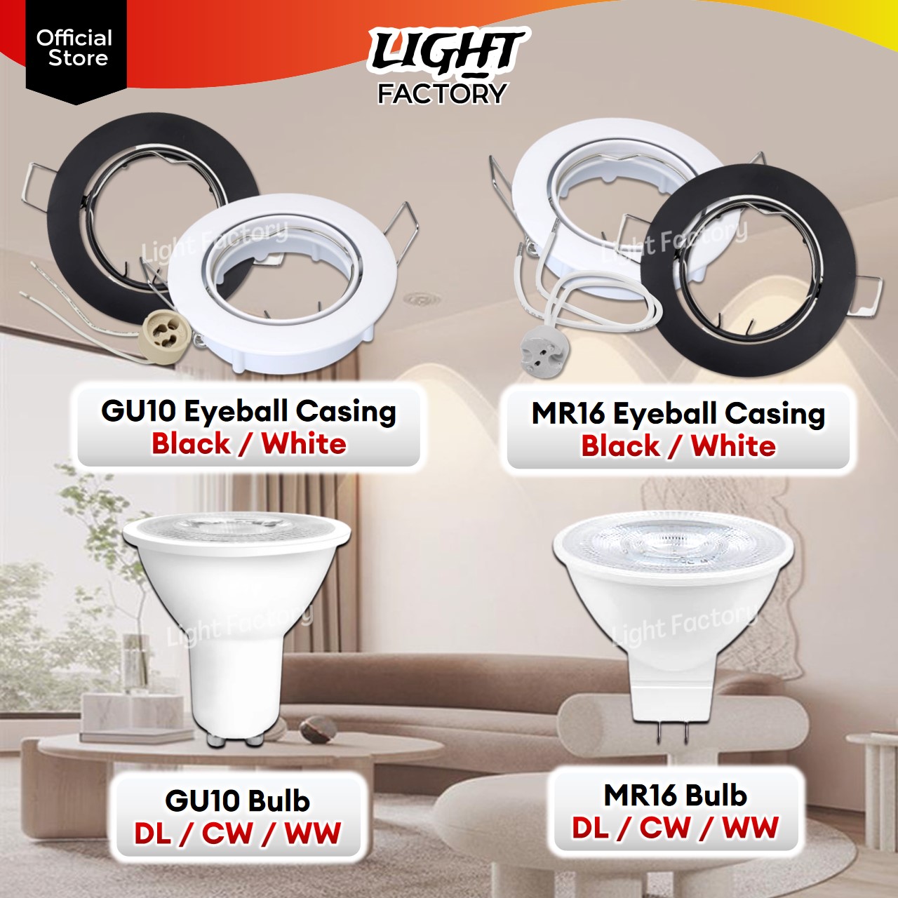 🔥SET🔥LED Eyeball Casing/Fitting MR16 GU10 Spotlight Downlight DL/CW/WW ...
