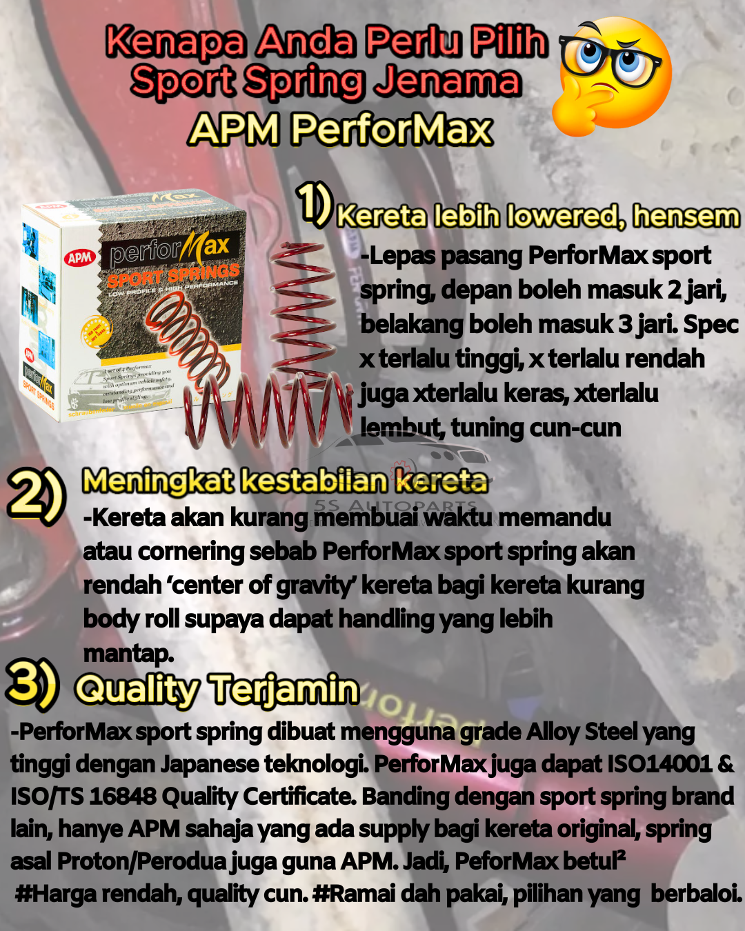 APM Performax Proton Exora Heavy Duty Lowered Sport Spring Set ( 4 PCS ...