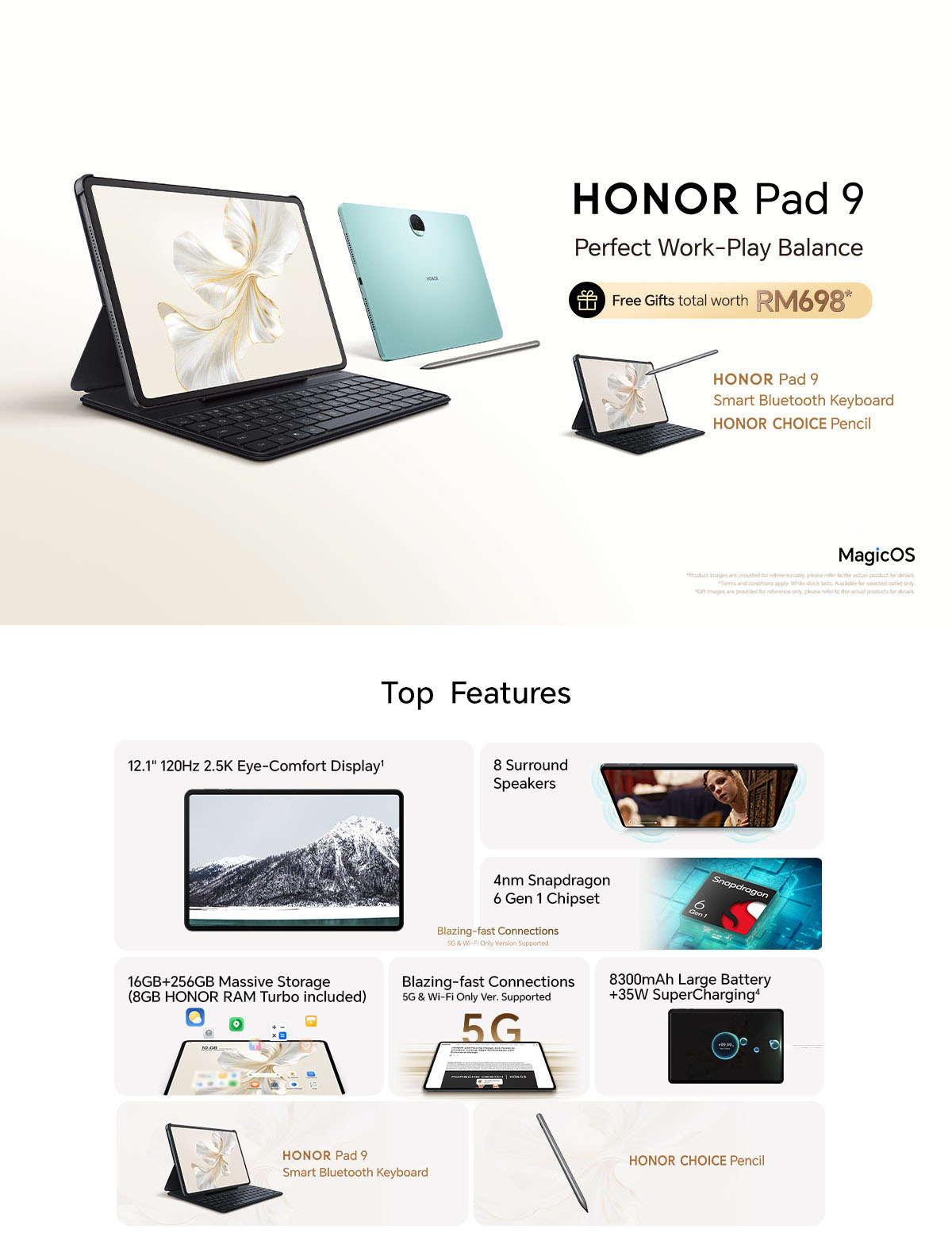 HONOR Pad 9 5G (8+8)GB RAM 256GB ROM | tablet suitable for office study ...
