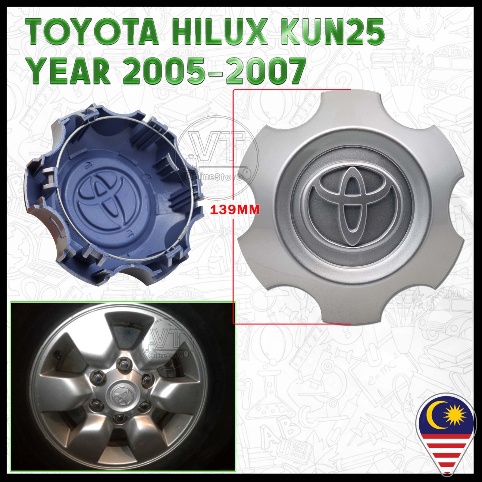 Toyota Hilux Rim Cap Center Cover Car Wheel Tyre Centre Accessories ...