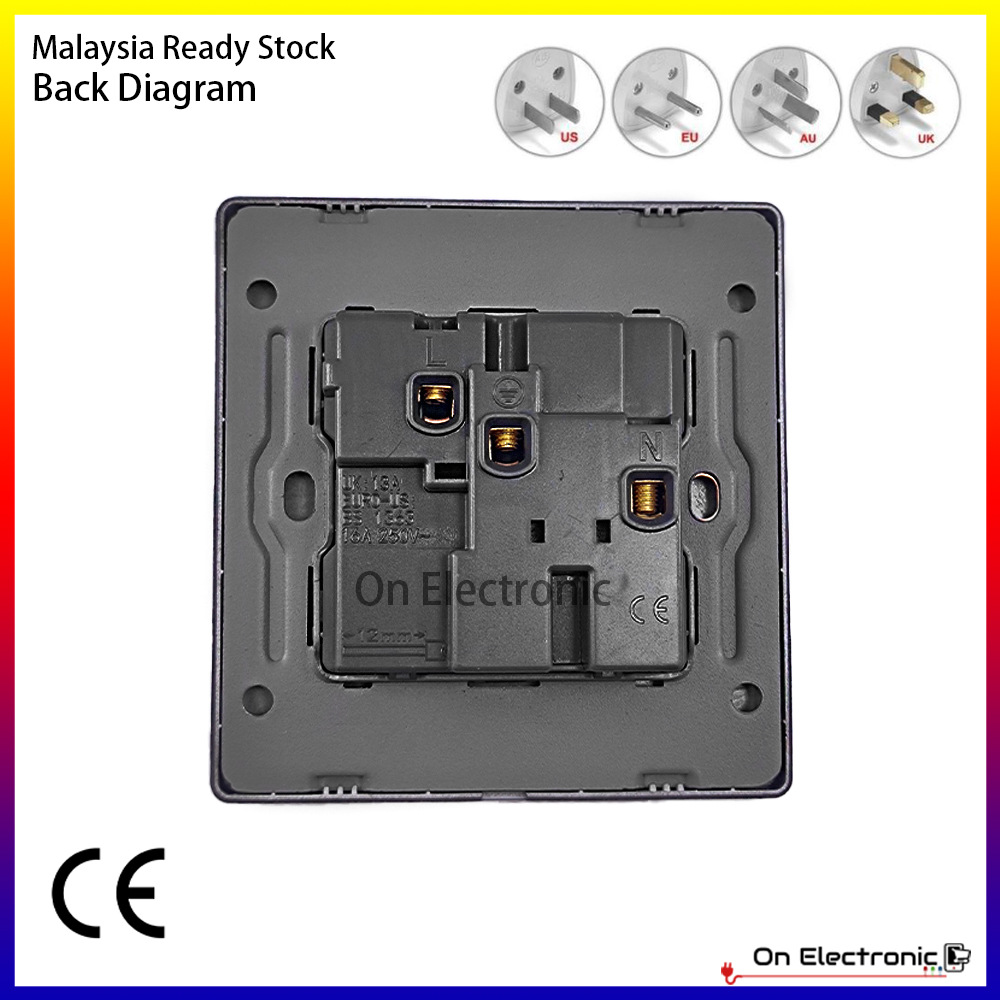 1 PCS 13A Universal Black Color Switch Socket Multi Wall Switch Socket ...