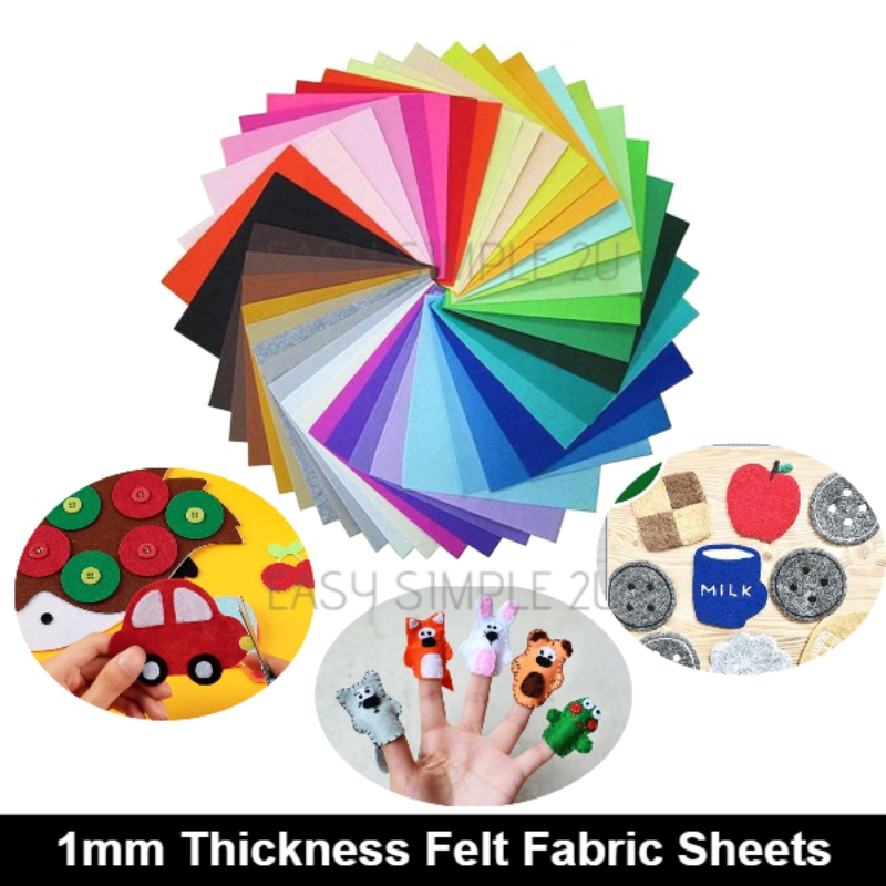(10pcs/20pcs/40pcs) 1mm Ketebalan Kain Felt Fabric Sheets Non-Woven DIY ...