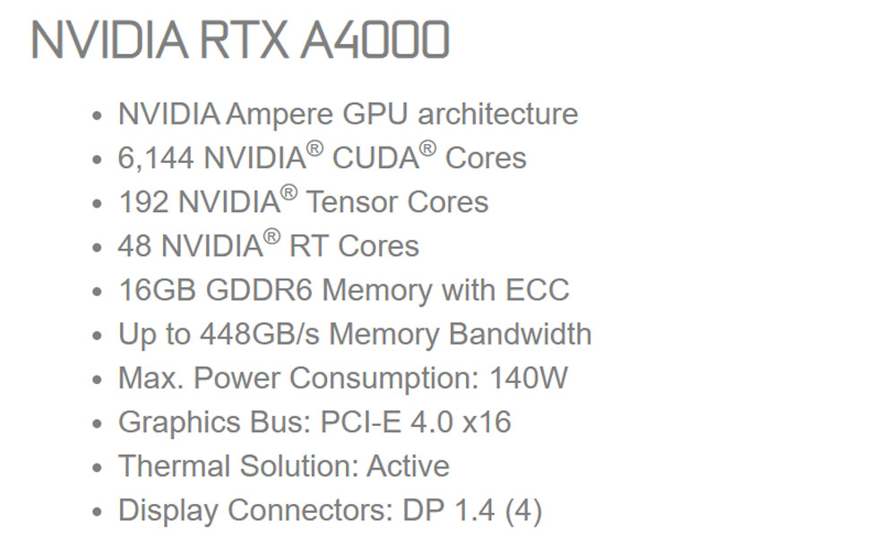 LEADTEK Nvidia Quadro RTX A4000 DDR6 256BIT Graphics Card (16GB ...
