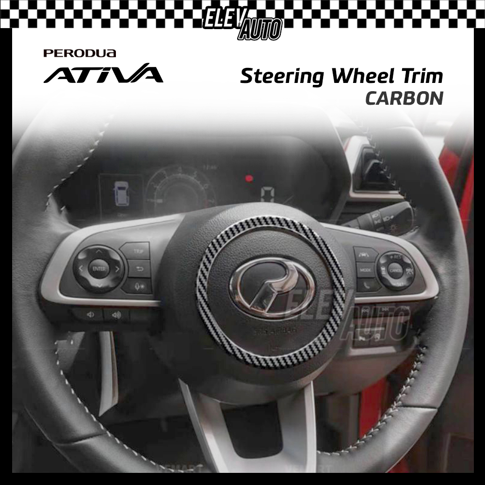 Perodua Ativa Steering Wheel Trim Carbon Fiber Frame Logo Trim Cover ...