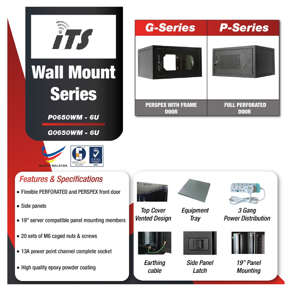 19" 6U Wall Mount Equipment Rack (Perforated / Perspex Door) | Shopee ...