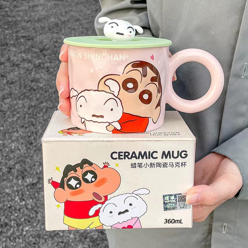 Crayon Shin-chan Cup Cute Birthday Gift Box Creative Ceramic Mug Office ...