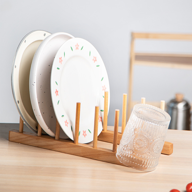 Wooden Plate Holder Dish Drain Rack / Dish Plate Rack / Bowl Organiser ...
