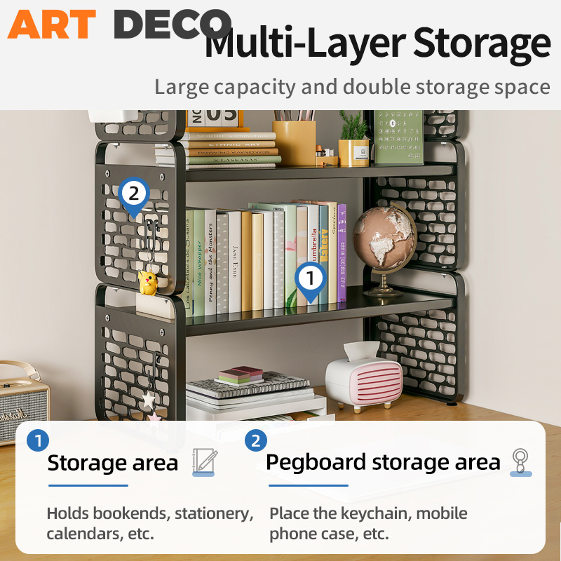 Desktop Rack with Pegboard Storage Rack Study Table Organizer Book Rack ...