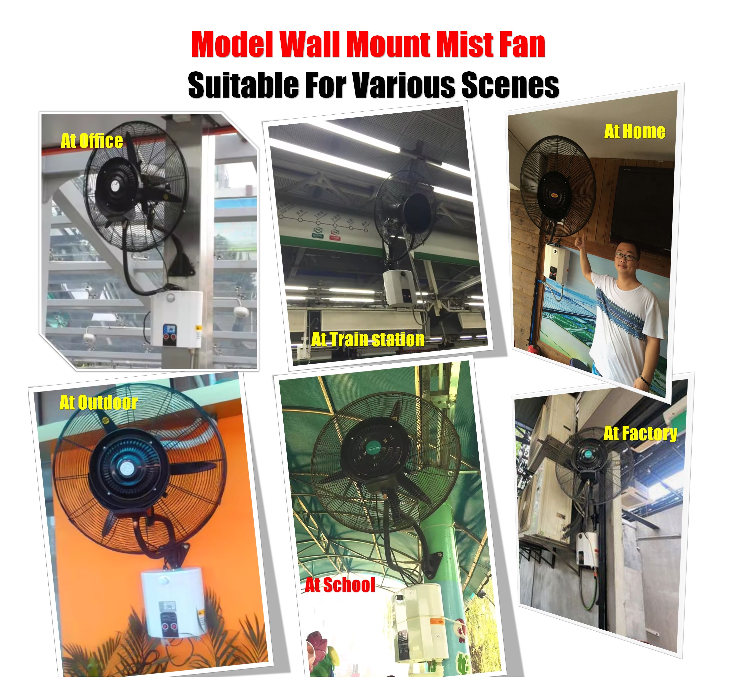 30"/26" Industrial Wall Mounted Mist Fan Auto Refill Water Atomization ...
