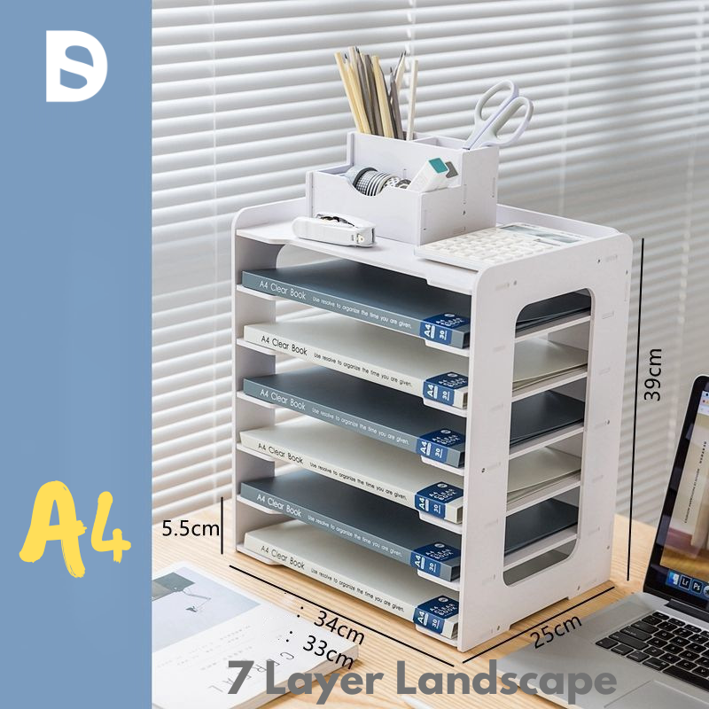 🇲🇾A4 Document Rack Paper Tray Multi Tier File Desk Organizer Files ...