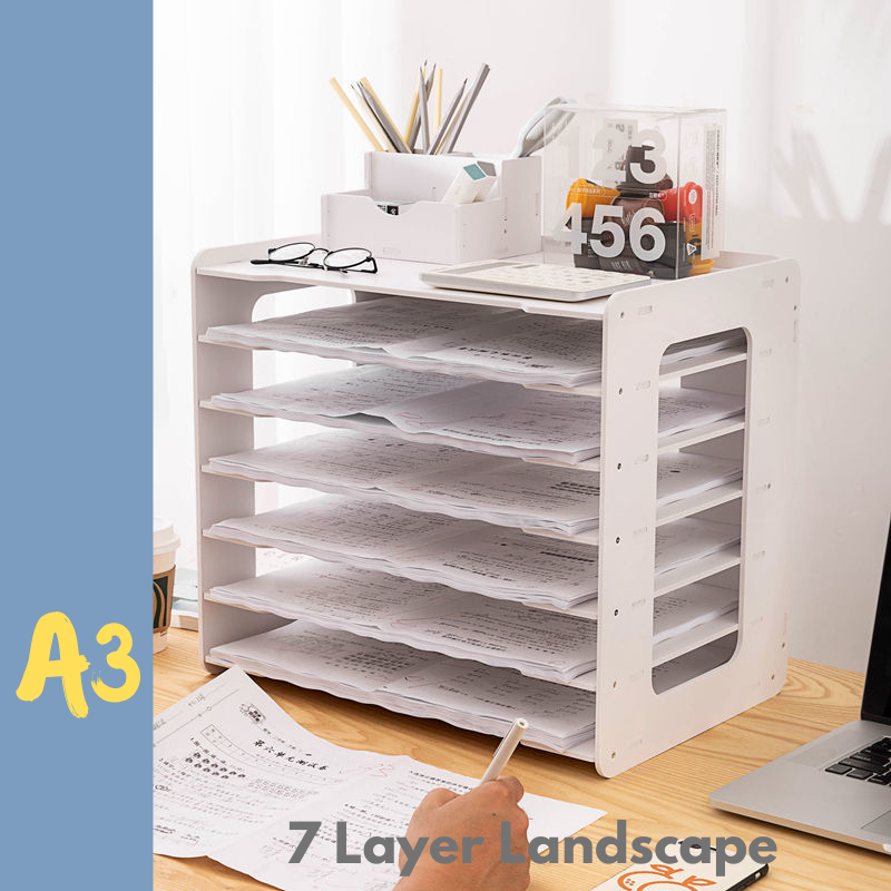 🇲🇾A4 Document Rack Paper Tray Multi Tier File Desk Organizer Files ...