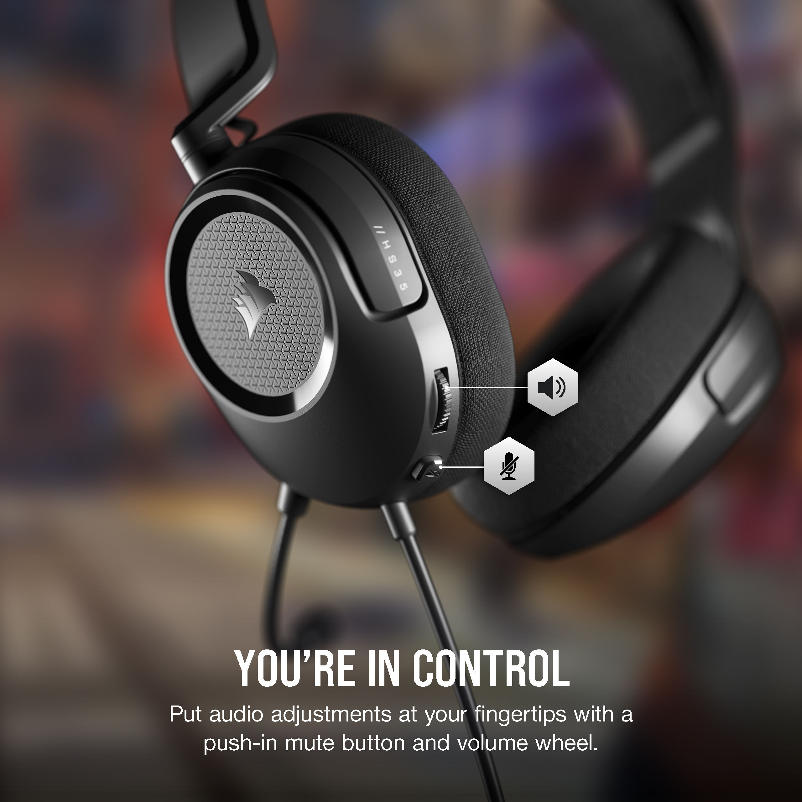 CORSAIR HS35 Surround V2 Analog Gaming Headset with USB Adapter for PC ...