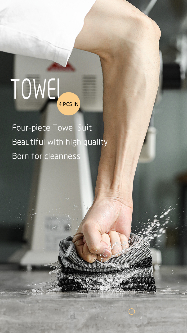 MHW-3BOMBER - 4 pcs Four Towel Set Bar top cloth Towel barista waffle ...