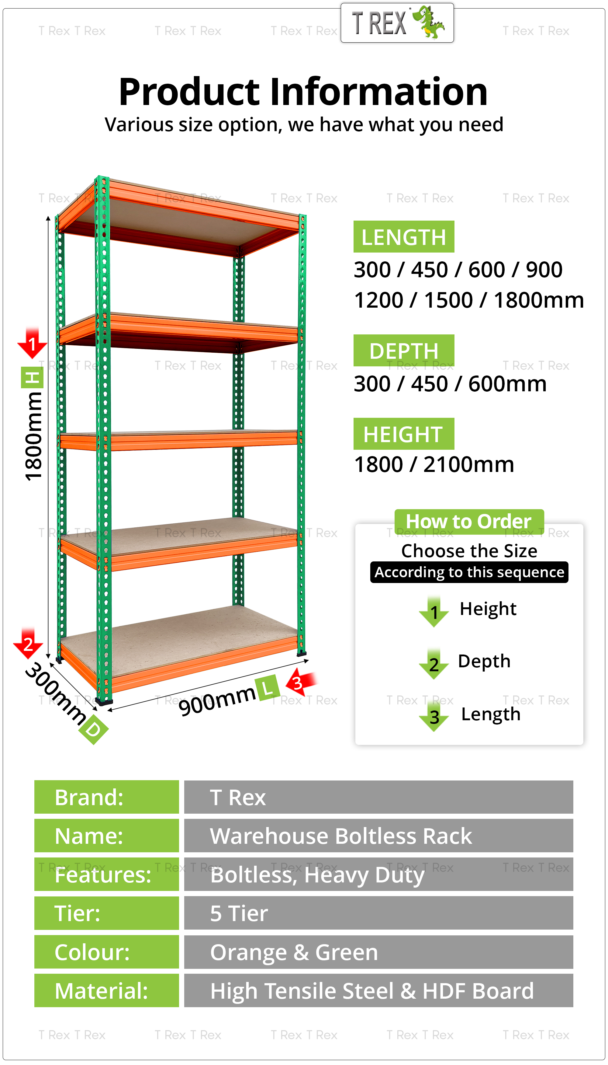 T Rex 5 Tiers Warehouse Boltless Rack / Store Room, Warehouse Home ...