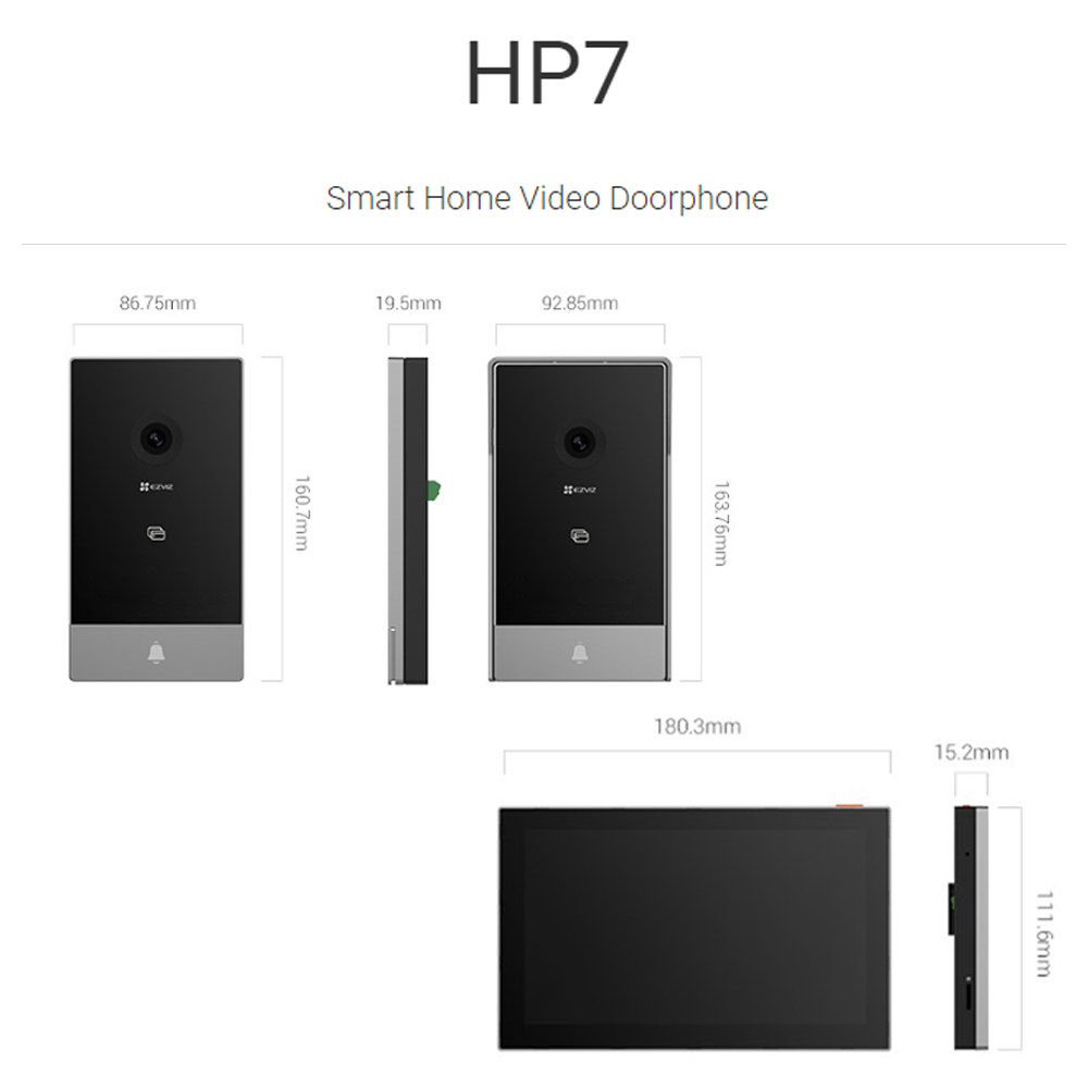 EZVIZ HP7 2K 3MP Smart Home Video Doorphone Dual Band Two Way Talk ...