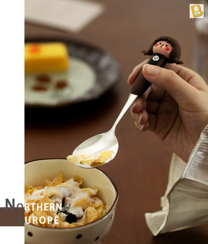 BabyBoss Ceramic Plate Bowl Cute Little Girl Spoon Fork Cutlery Pinggan ...