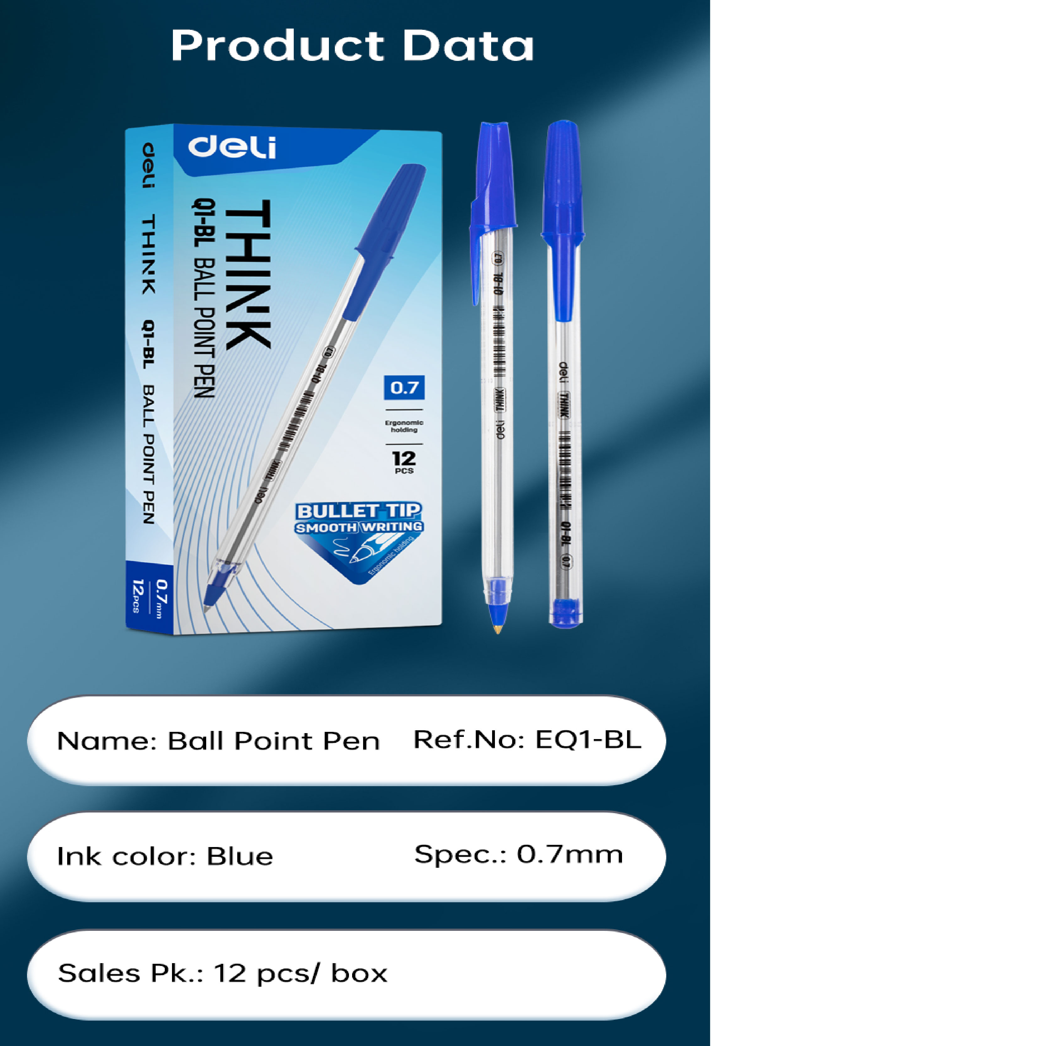 Deli Arrow Ballpoint Pen 0.7mm Quick Drying Ink Smooth Writing Smudge ...