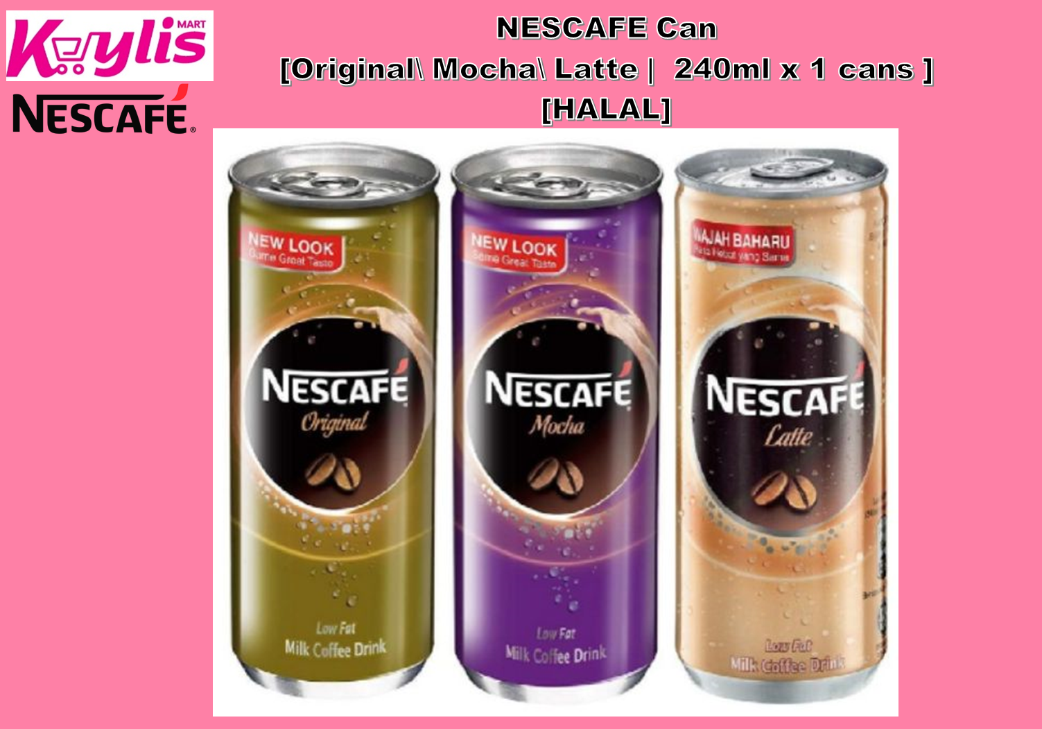 NESCAFE Can [Original\ Mocha\ Latte | 240ml x 1 cans | HALAL ] | Shopee ...