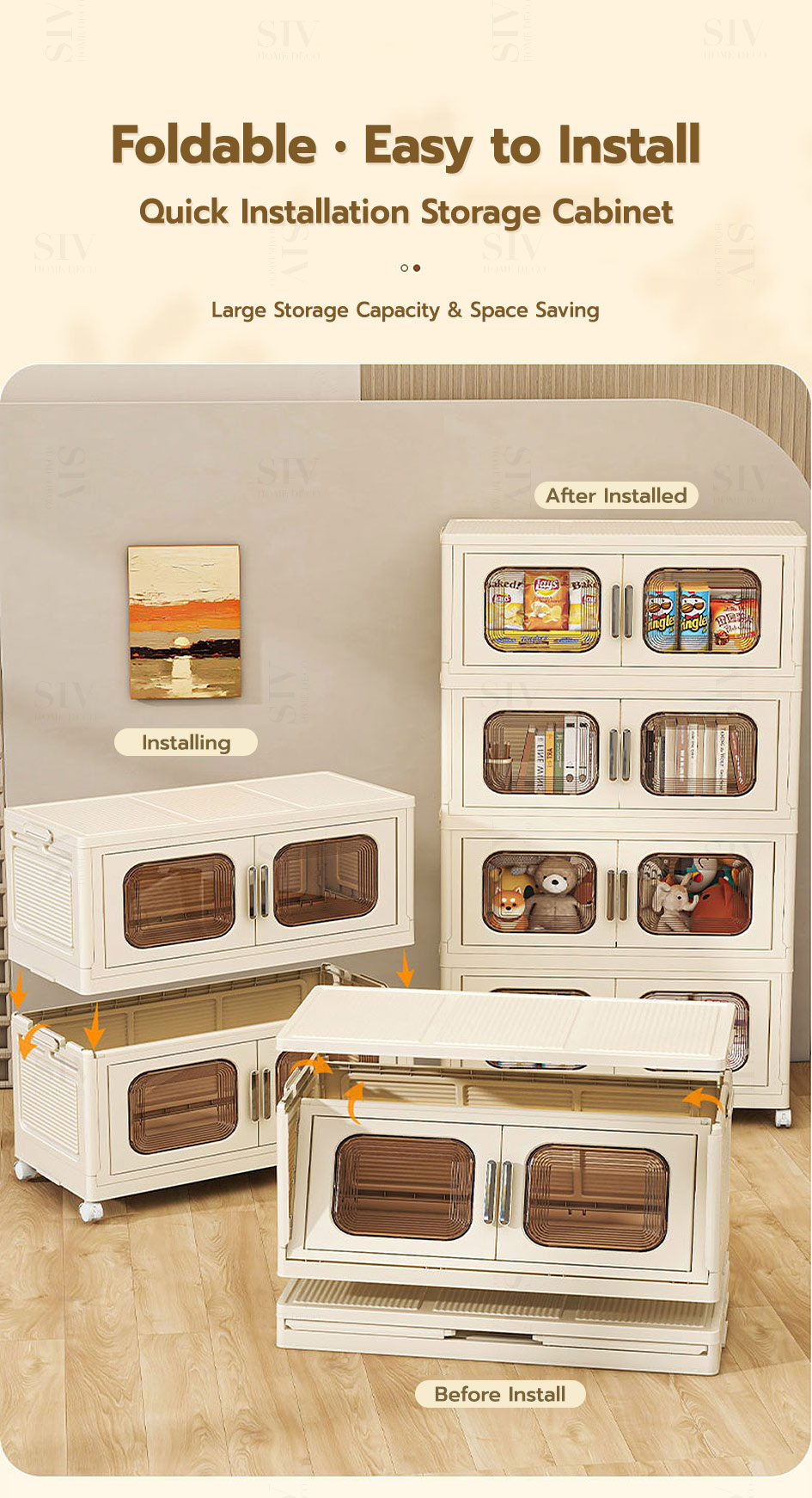 SIV 105cm Wide 3/4/5 Layers Foldable Multipurpose Double Storage ...