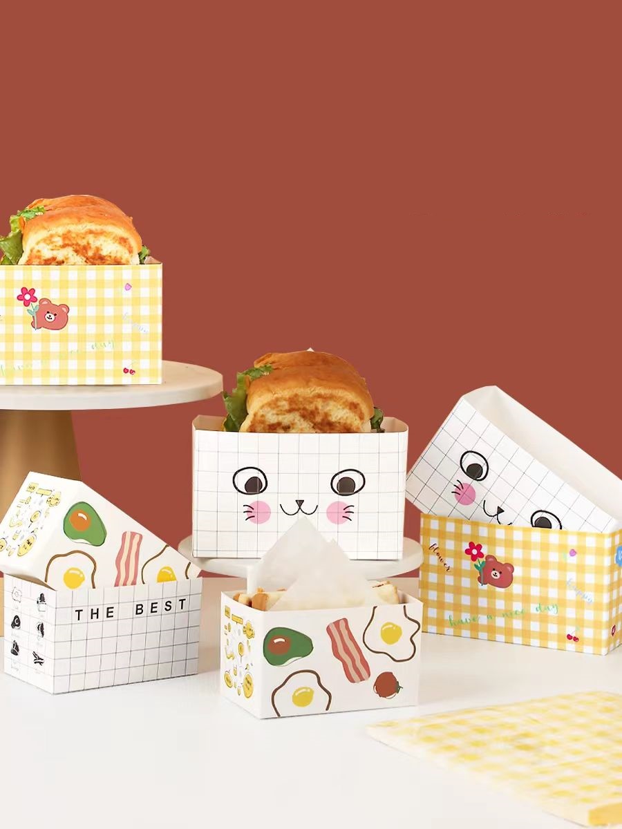 [10pcs] Toast Box Sandwich Box Egg Drop Packaging Box Korean Breakfast ...