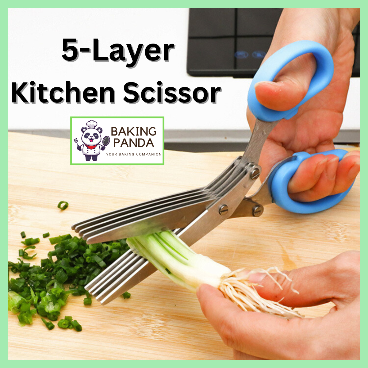 Baking Panda 5 Layer Kitchen Scissor Stainless Steel Herb Scissor Scissors Cutting Onion Shears ...