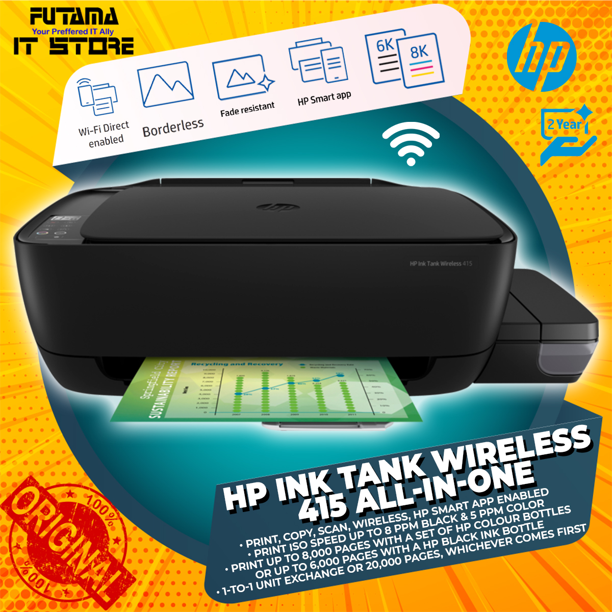 HP Ink Tank Wireless 415 All-in-One Printer - (Print/Scan/Copy/Wireless ...
