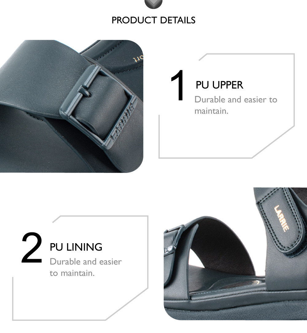 LARRIE Kasut Perempuan Mandy Buckle/Velcro Comfy Sandals - L82406 ...