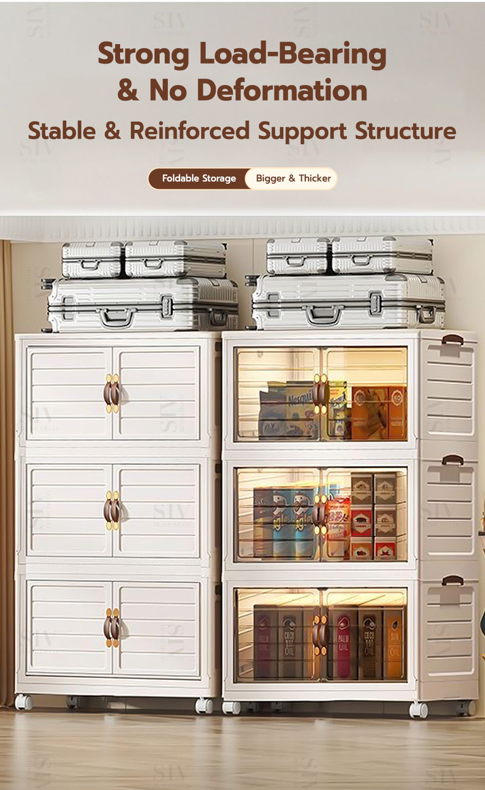 SIV 39-65cm(W) 2/3/4/5/6 Layers Foldable Storage Cabinet Double Doors ...