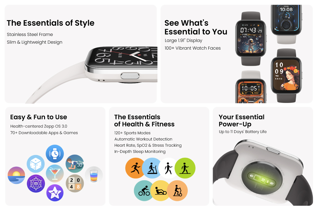 Amazfit Bip 5 Unity 46mm Smart Watch with 70+ Apps & Games, Fitness ...