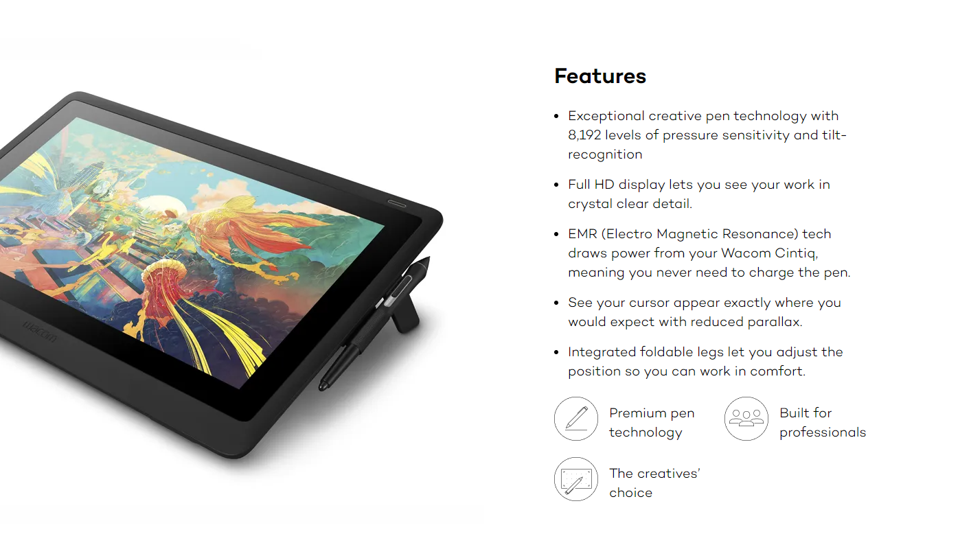 Wacom Cintiq 16 Drawing Creative Drawing Tablet (DTK-1660/K1-CX ...