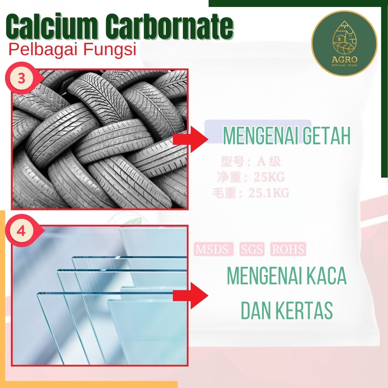 Agro Calcium Carbonate Chalk CaCO3 Agriculture Lime Kapur Sirih Raw ...