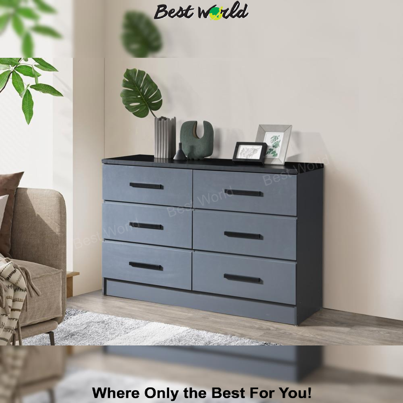 MAYA Scandinavian Large 6 Drawers/Dresser Cabinet /Extendable Table Top ...