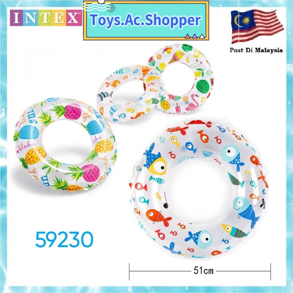 INTEX 59230 Inflatable Float Cartoon Transparent Swimming Rings Kids ...