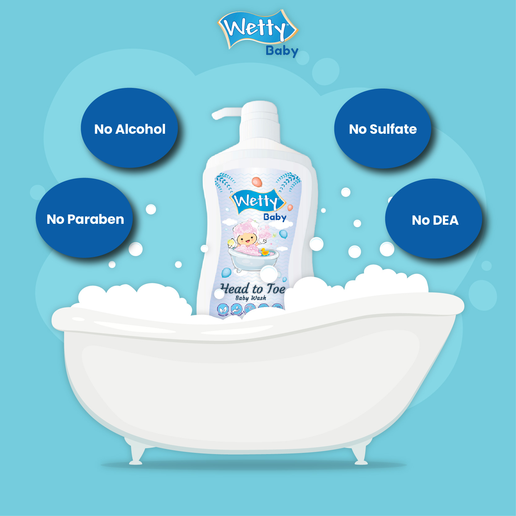 Wetty Baby Head To Toe Baby Wash (750ml) | Shopee Malaysia