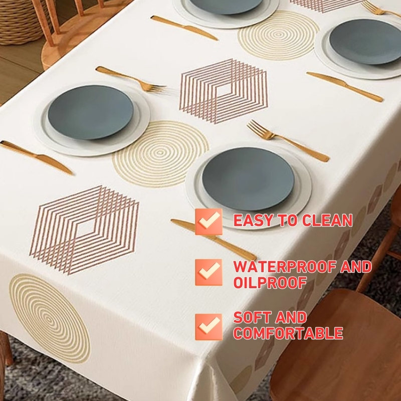 Nordic style tablecloth waterproof, oil resistant, wash free PVC ...